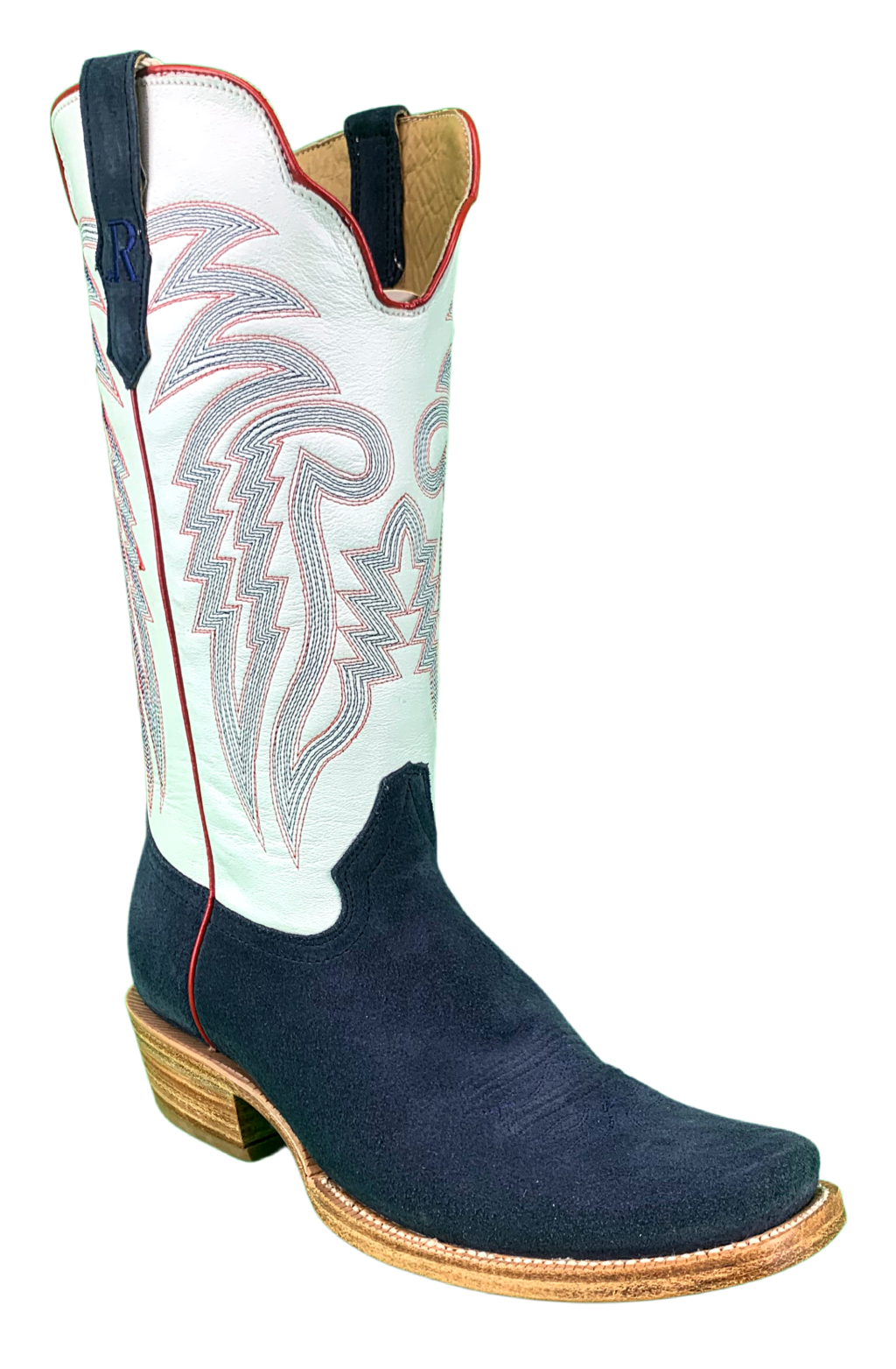 R. Watson Midnight Blue Rough Out Cowhide Boots