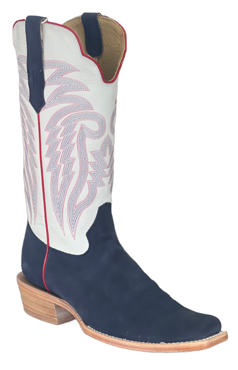 R. Watson Midnight Blue Rough Out Cowhide Boots