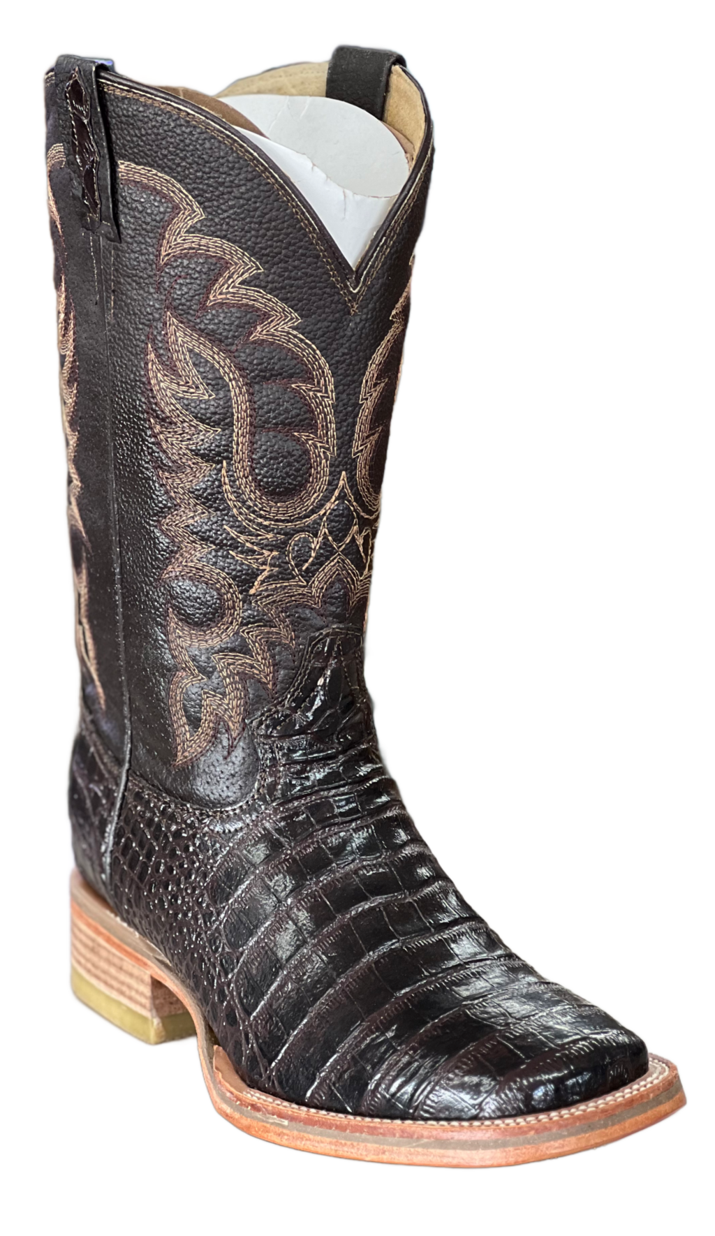 Cowtown Chocolate Caiman Belly Print Boots Style # Q6074